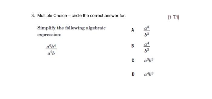 Solved 3. Multiple Choice - circle the correct answer for: | Chegg.com