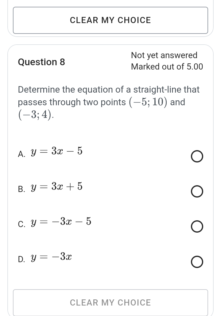 Solved CLEAR MY CHOICEQuestion 8Not yet answeredMarked out | Chegg.com