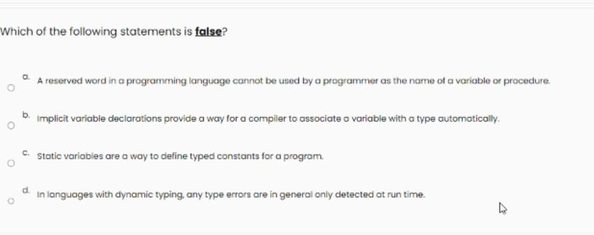 Solved Which of the following statements is false? a. A | Chegg.com