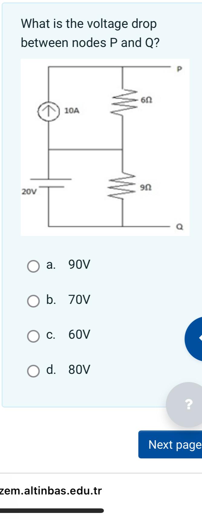 Solved What is the voltage drop between nodes P ﻿and | Chegg.com