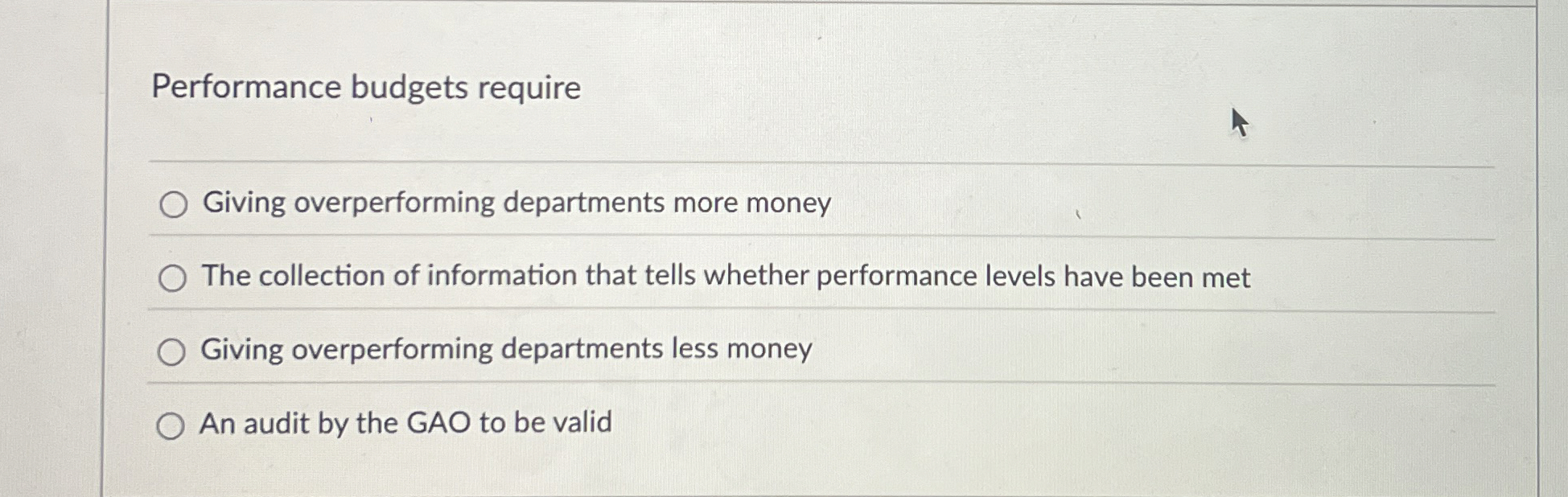 Solved Performance budgets requireGiving overperforming | Chegg.com