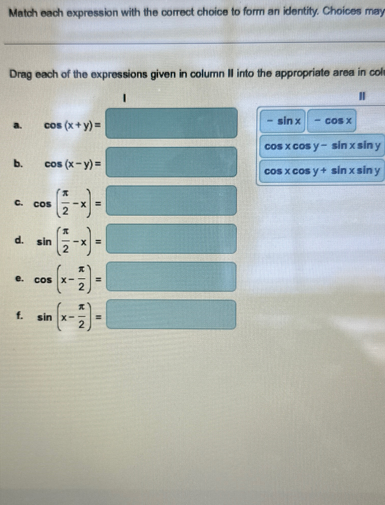 Solved Match each expression with the correct choice to form | Chegg.com