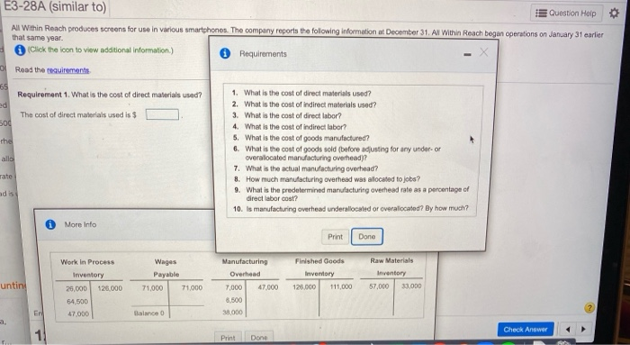 Solved E E3-28A (similar to) Question Help All Within Reach | Chegg.com