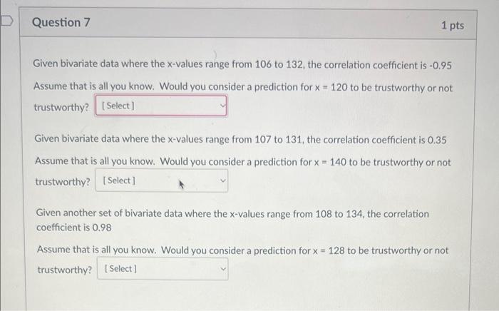 Solved Given bivariate data where the x-values range from | Chegg.com