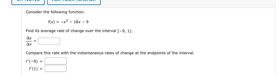 Solved Consider the following function.f(x)=-x2-18x-9Find | Chegg.com