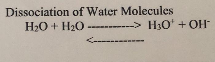 Solved Dissociation of Water Molecules H2O + H2O ------- | Chegg.com