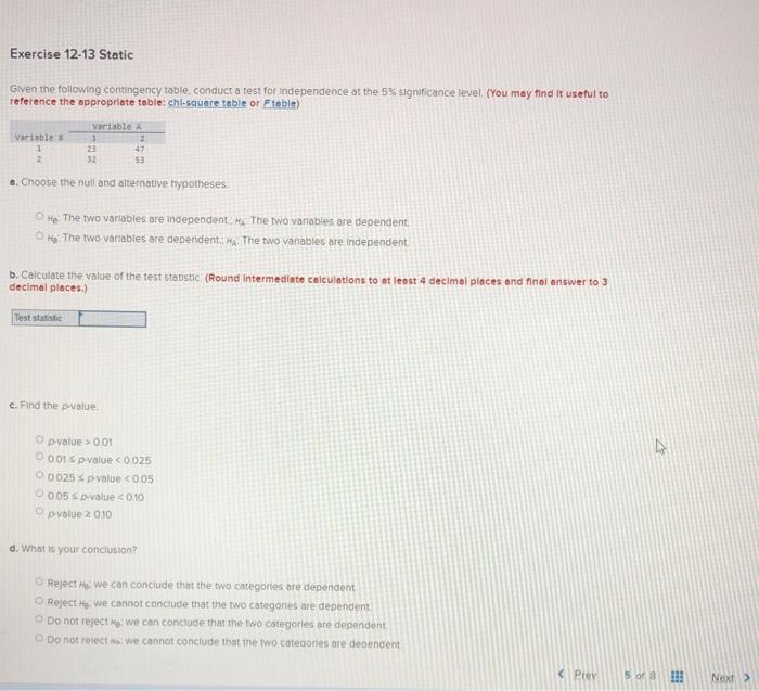 Solved Exercise 12-13 Static Given the following contingency | Chegg.com
