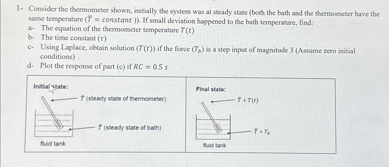 Solved 1- ﻿Consider the thermometer shown, initially the | Chegg.com