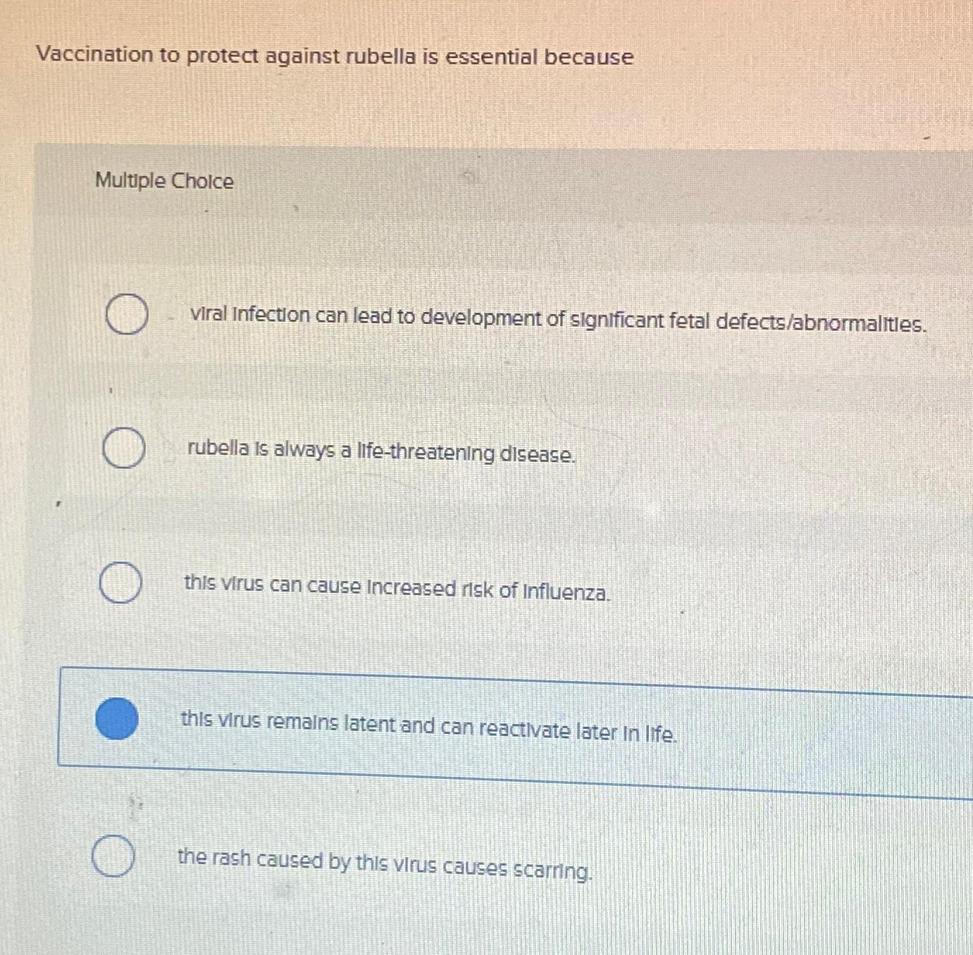 Solved Vaccination to protect against rubella is essential | Chegg.com