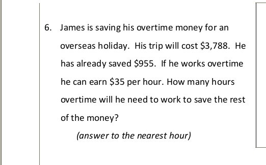 Solved 6. James is saving his overtime money for an overseas | Chegg.com