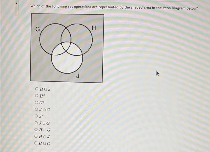 Solved Which of the following set operations are represented | Chegg.com
