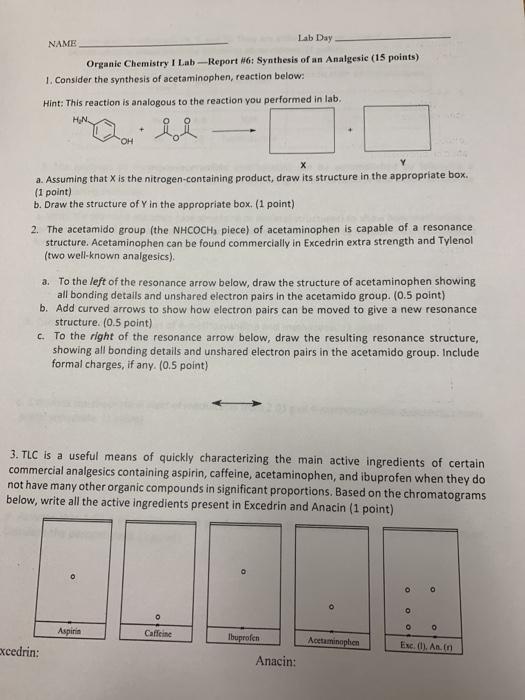 Solved Lab Day NAME Organic Chemistry I Lab Report 6: | Chegg.com