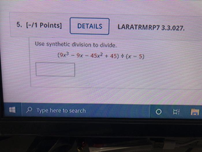 Solved 2. (-/1 points) DETAILS LARATRMRP7 3.3.020. Use long | Chegg.com Solved 2. (-/1 points) DETAILS LARATRMRP7 3.3.020. Use long | Chegg.com
