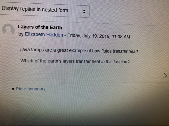 Solved Display replies in nested form Layers of the Earth by | Chegg.com