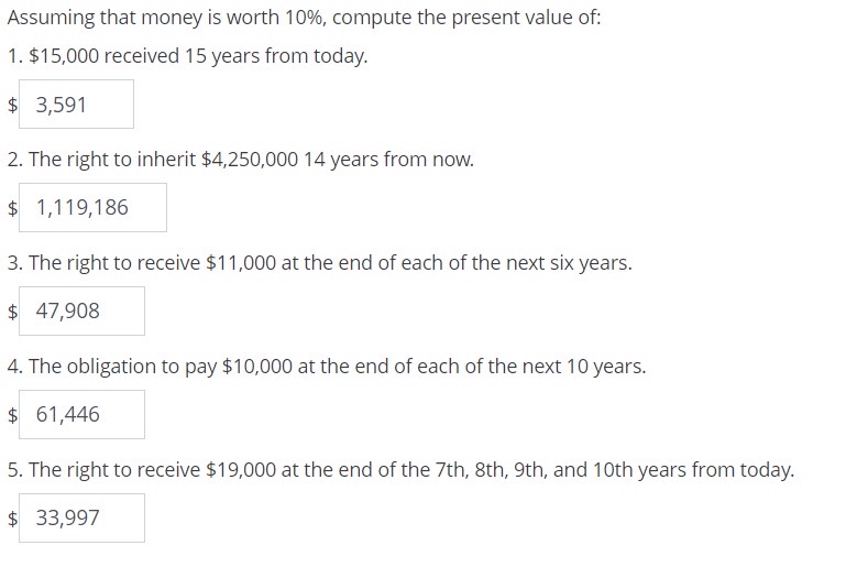 Solved Assuming that money is worth 10%, ﻿compute the | Chegg.com