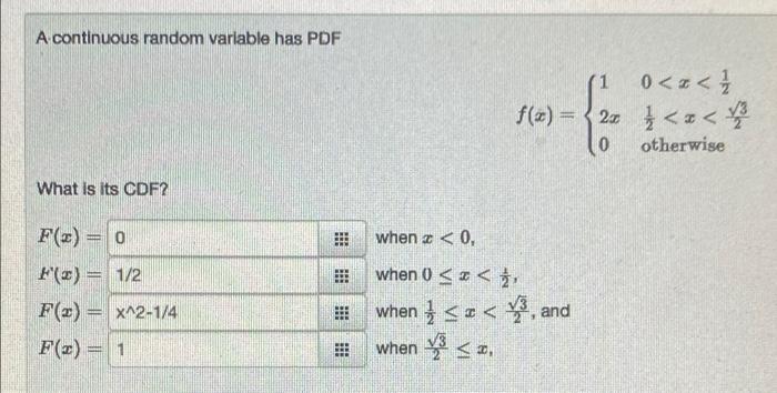 Solved A continuous random variable has PDF 0 | Chegg.com