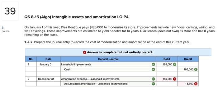 Solved QS 8-15 (Algo) Intangible assets and amortization LO | Chegg.com