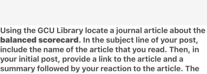 Solved Using the GCU Library locate a journal article about | Chegg.com Solved Using the GCU Library locate a journal article about | Chegg.com