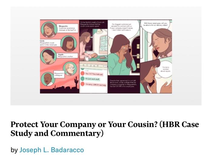 Solved Protect Your Company or Your Cousin? (HBR Case Study | Chegg.com