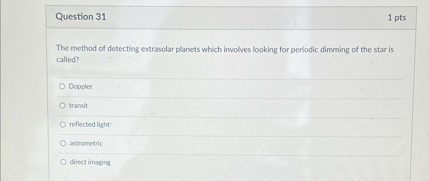 Solved Question 311ptsThe method of detecting extrasolar | Chegg.com
