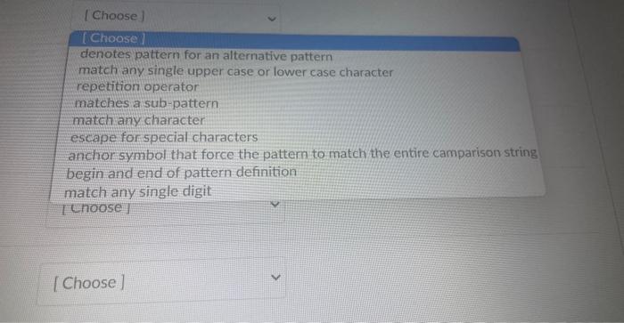 Solved MATCH THE REGEX NOTATION WITH THEIR CORRESPONDING | Chegg.com