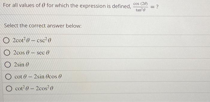 Solved Considering only the values of θ for which | Chegg.com