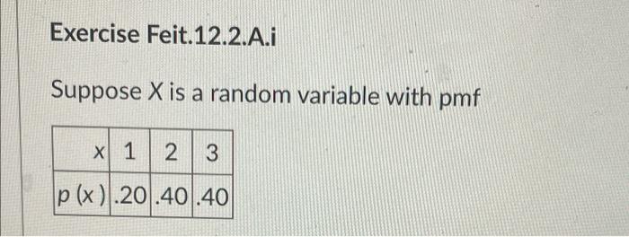 Solved Exercise Feit.12.2.A.i Suppose X is a random variable | Chegg.com