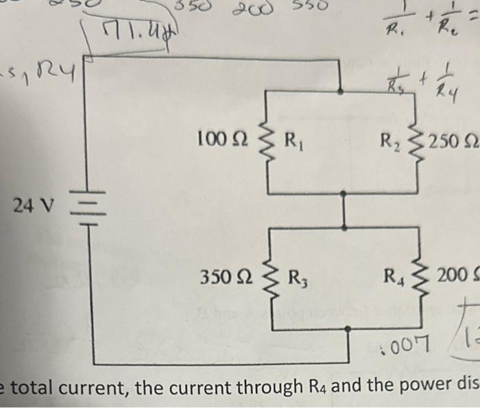 Solved total current, the current through R4 and the power | Chegg.com