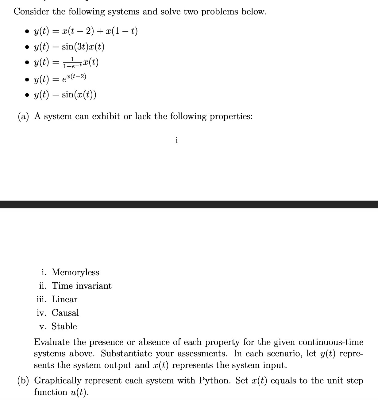 Solved Consider the following systems and solve two problems | Chegg.com