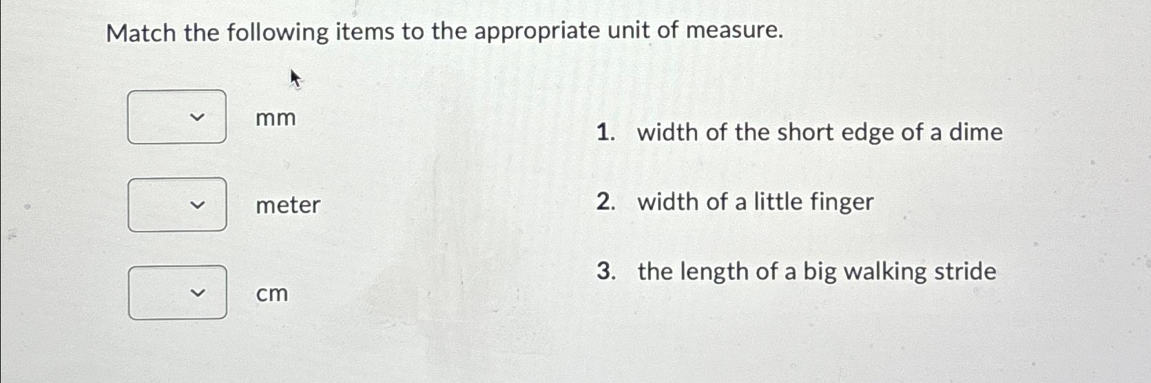 Solved Match the following items to the appropriate unit of | Chegg.com