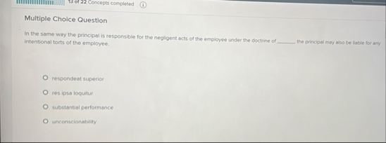 Solved 13 ﻿of 22 ﻿Concepts completedMultiple Choice | Chegg.com