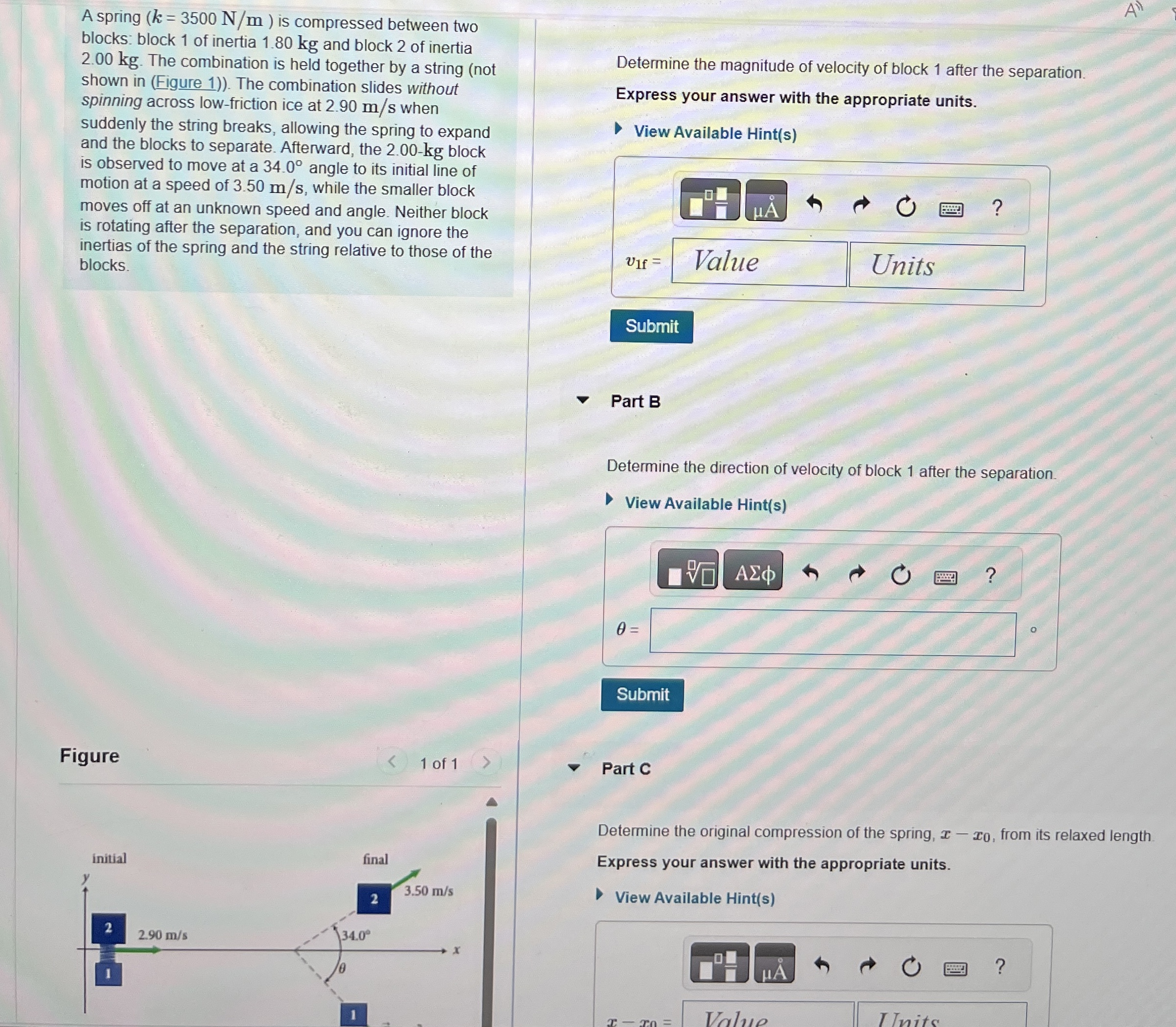 Solved A spring ( k=3500Nm ) ﻿is compressed between two | Chegg.com