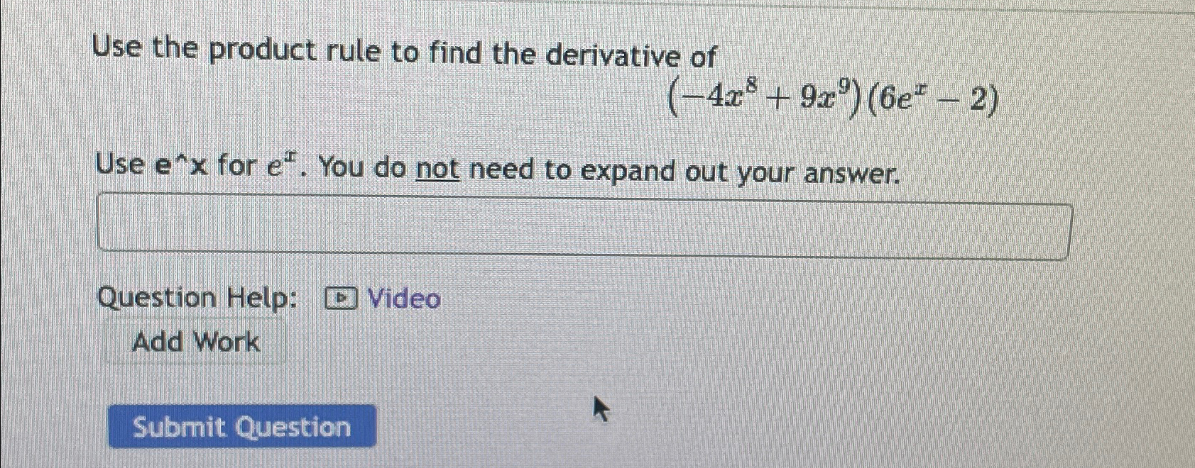 Solved Use the product rule to find the derivative | Chegg.com