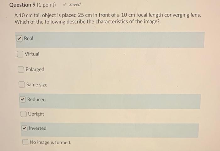 Solved Question 1 (1 point) Saved A 10 cm tall object is | Chegg.com