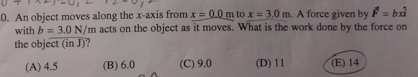 Solved -0. An object moves along the x-axis from x = 0.0 m | Chegg.com