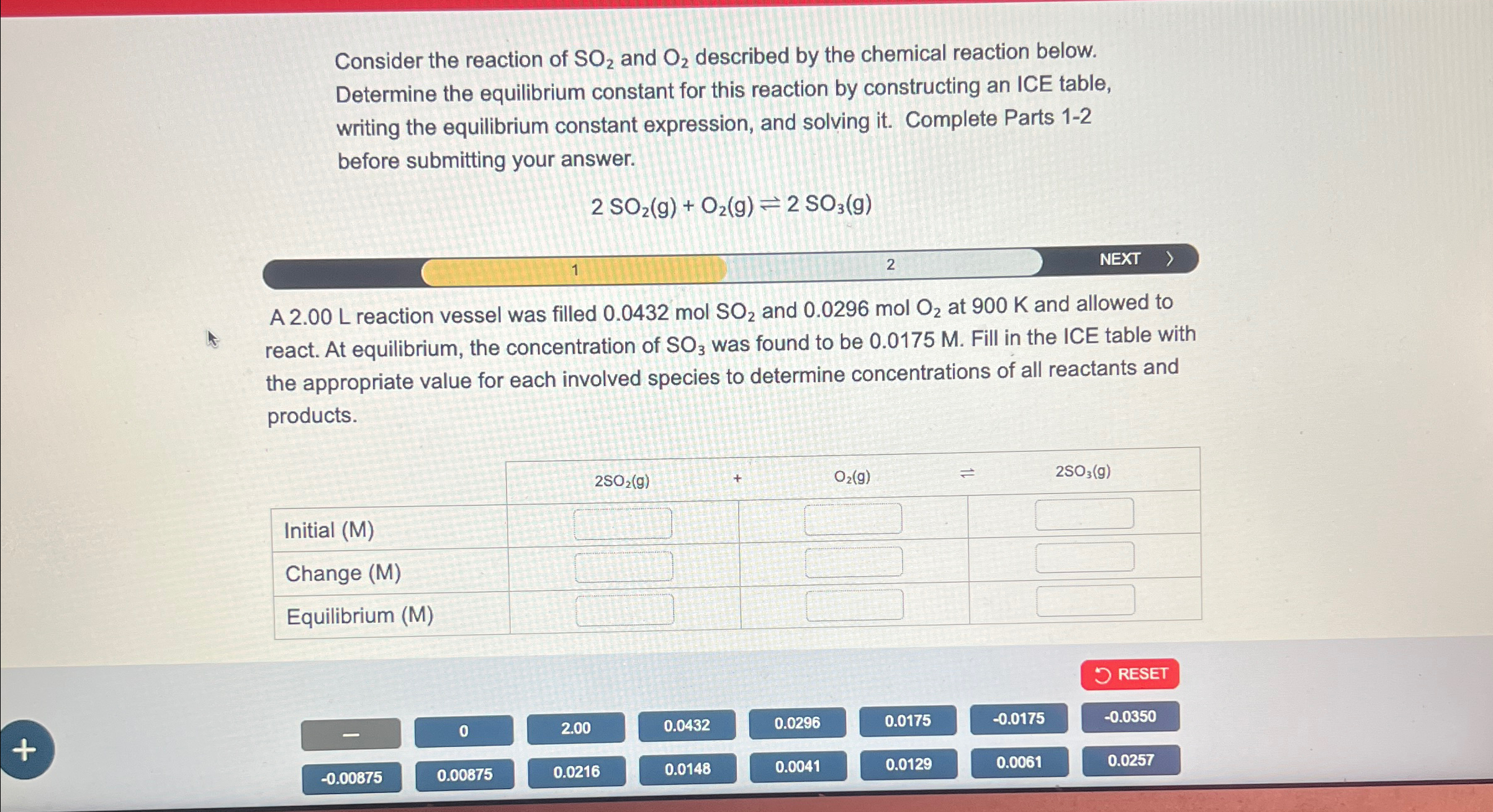 Consider the reaction of SO2 ﻿and O2 ﻿described by | Chegg.com