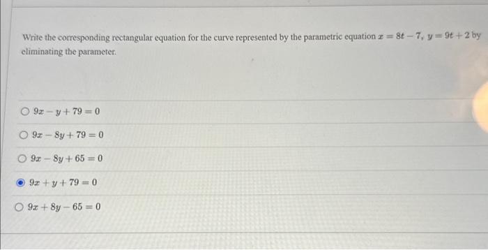 Solved Write the corresponding rectangular equation for the | Chegg.com