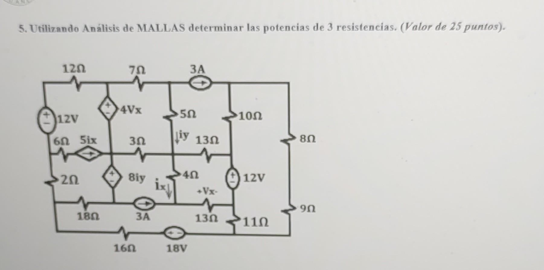 Solved 5. Utilizando Análisis de MALLAS determinar las | Chegg.com