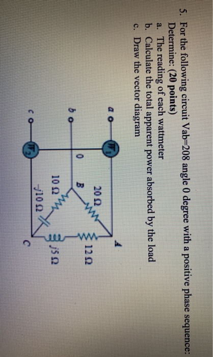 Solved 5. For the following circuit Vab=208 angle 0 degree | Chegg.com