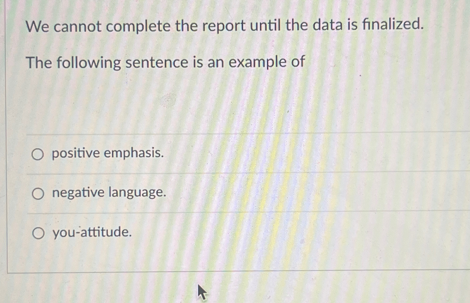 Solved We cannot complete the report until the data is | Chegg.com