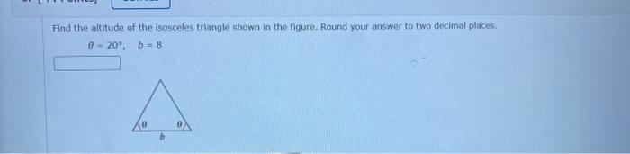 Solved Find the altitude of the isosceles triangle shown in | Chegg.com