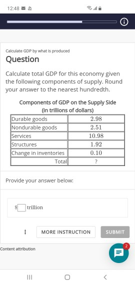 Solved 12:48 Calculate GDP by what is produced Question | Chegg.com