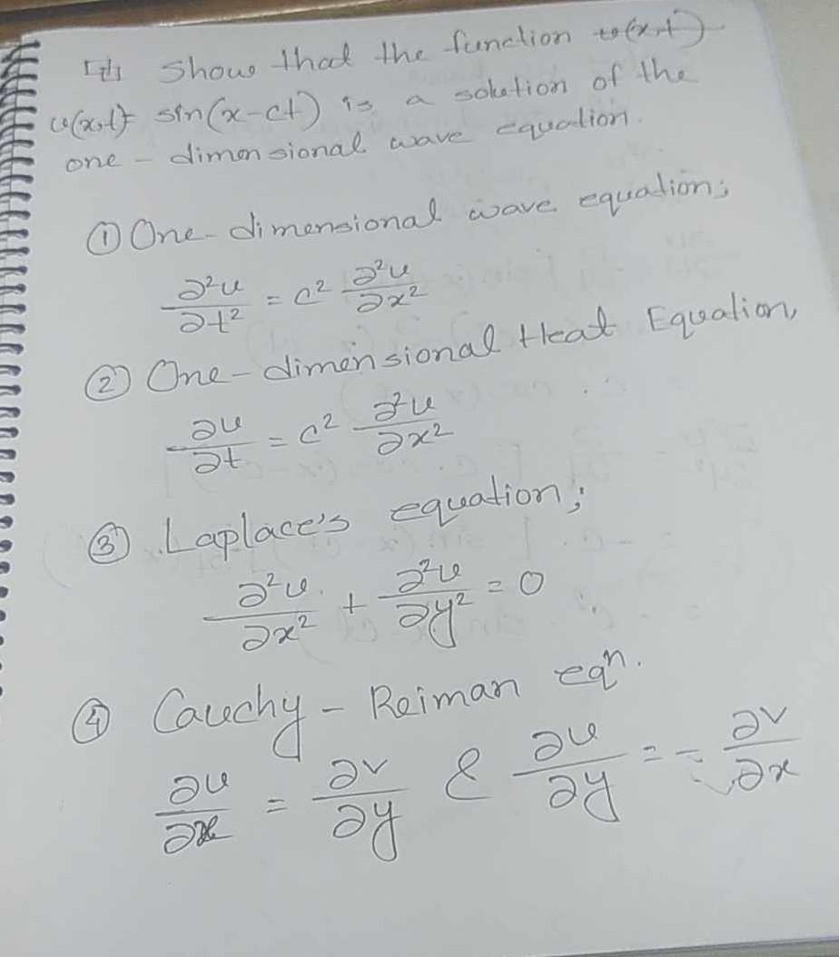 Solved Example 14 Show that the function u(x,t)=sin(x−ct) is | Chegg.com