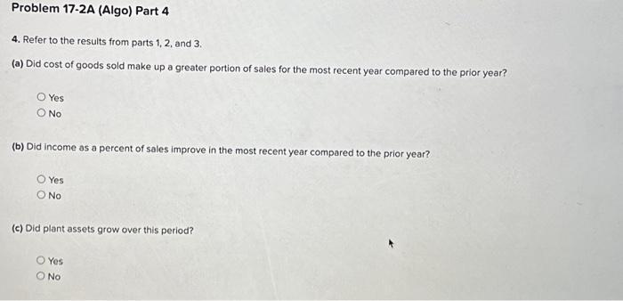 Solved Problem 17-2A (Algo) Ratios, common-size statements, | Chegg.com