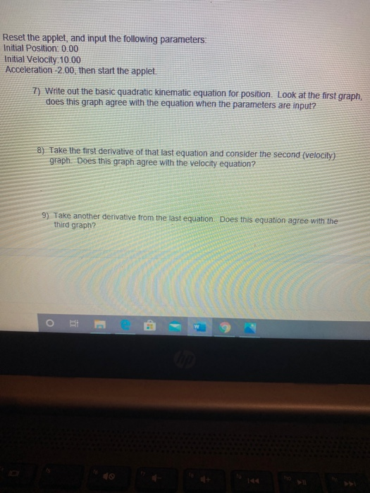 Solved Reset the applet, and input the following parameters | Chegg.com