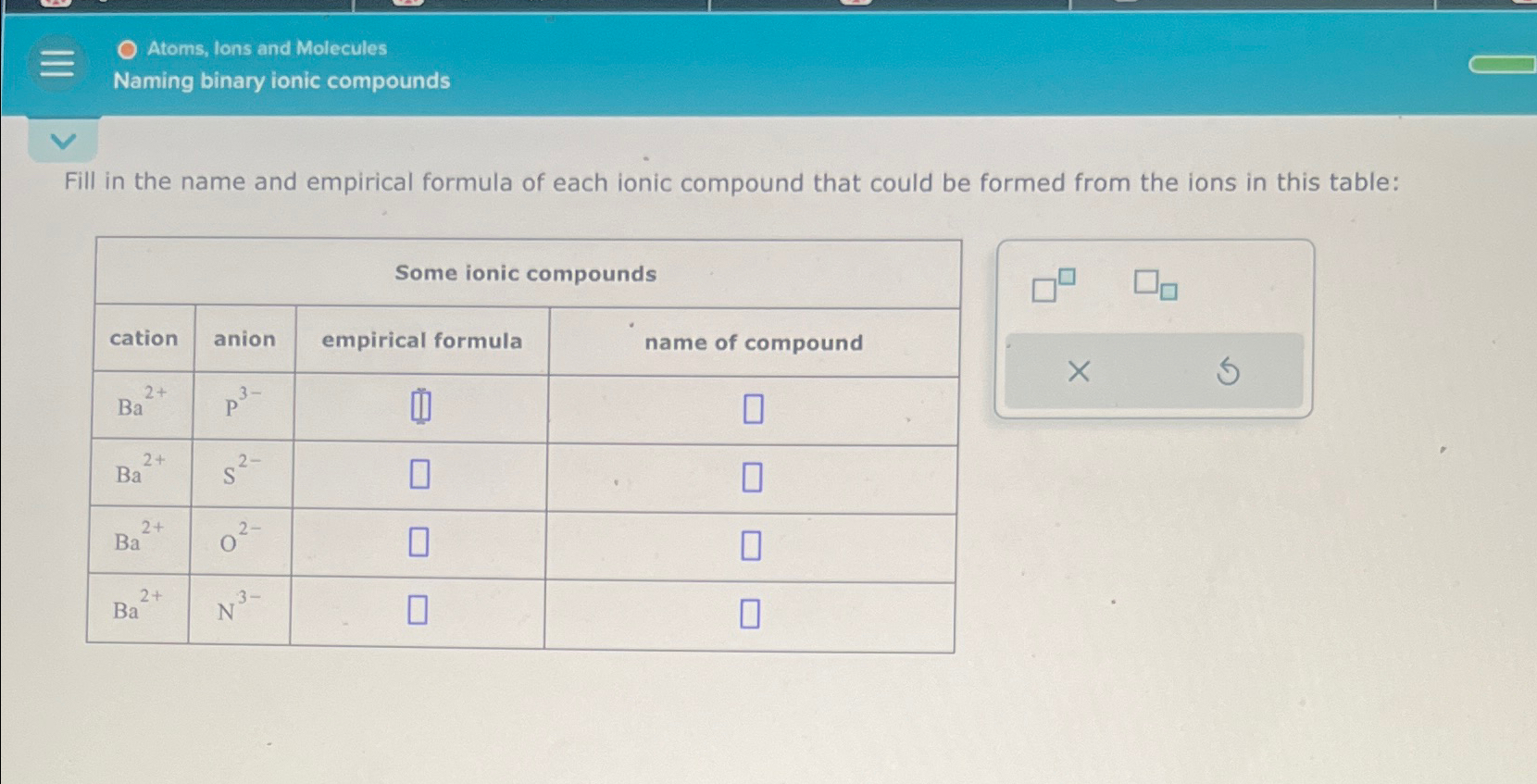 Solved Atoms, lons and MoleculesNaming binary ionic | Chegg.com