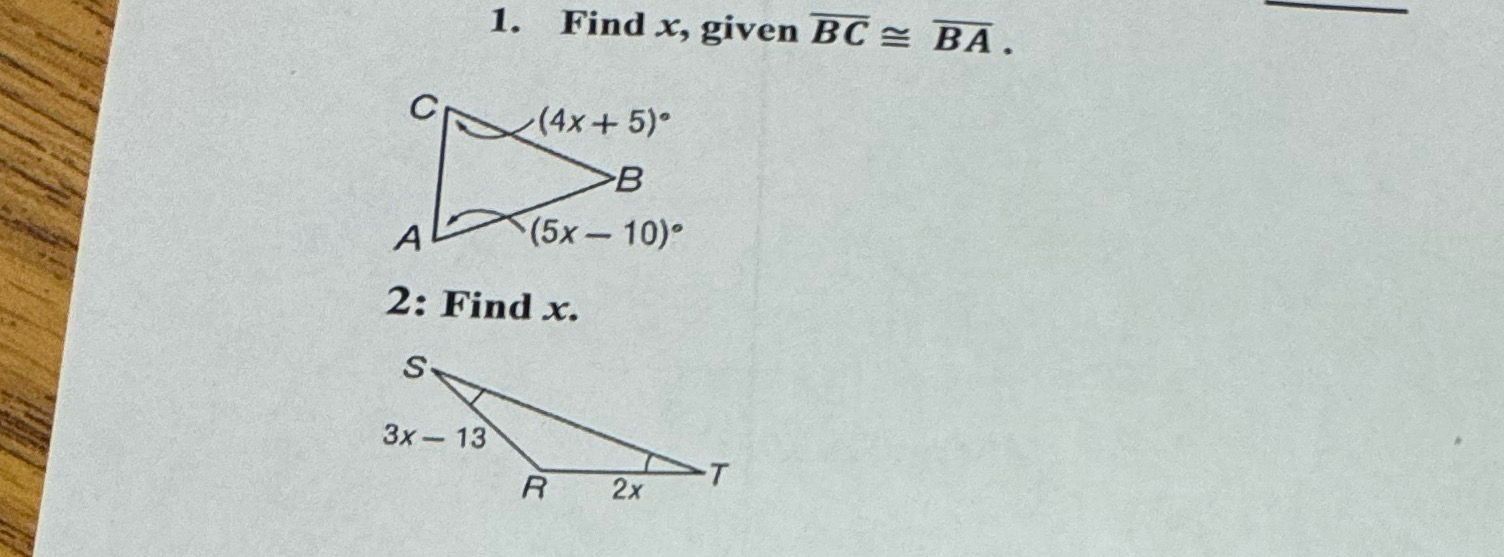 Solved Find x, given ?bar (BC)~?b=ar (BA).2: Find x. | Chegg.com Solved Find x, given ?bar (BC)~?b=ar (BA).2: Find x. | Chegg.com