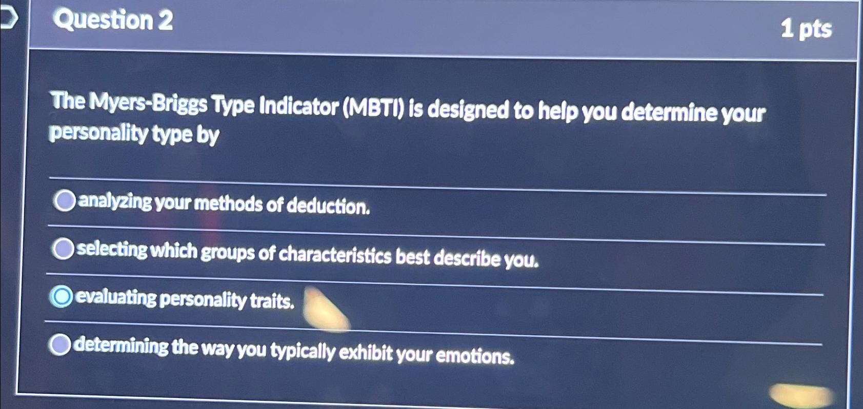 Solved Question 21ptsThe Myers-Briggs Type Indicator (MBTI) | Chegg.com