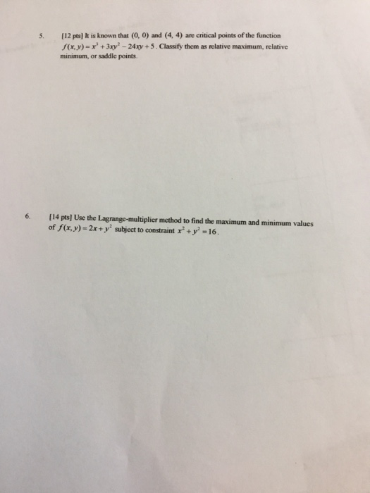 Solved Calculus 3 homework due in 10 minutes please help! | Chegg.com