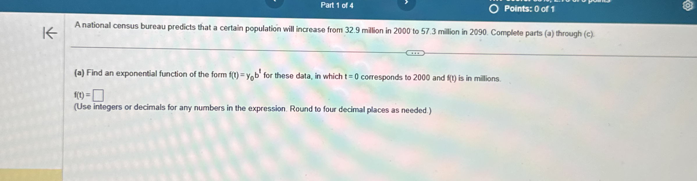 Solved Part 1 ﻿of 4Points: 0 ﻿of 1A national census bureau | Chegg.com